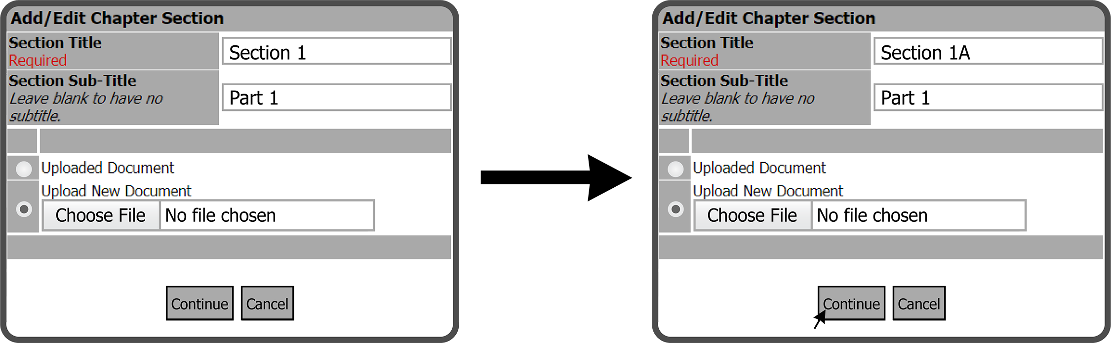 Edit Chapter Section