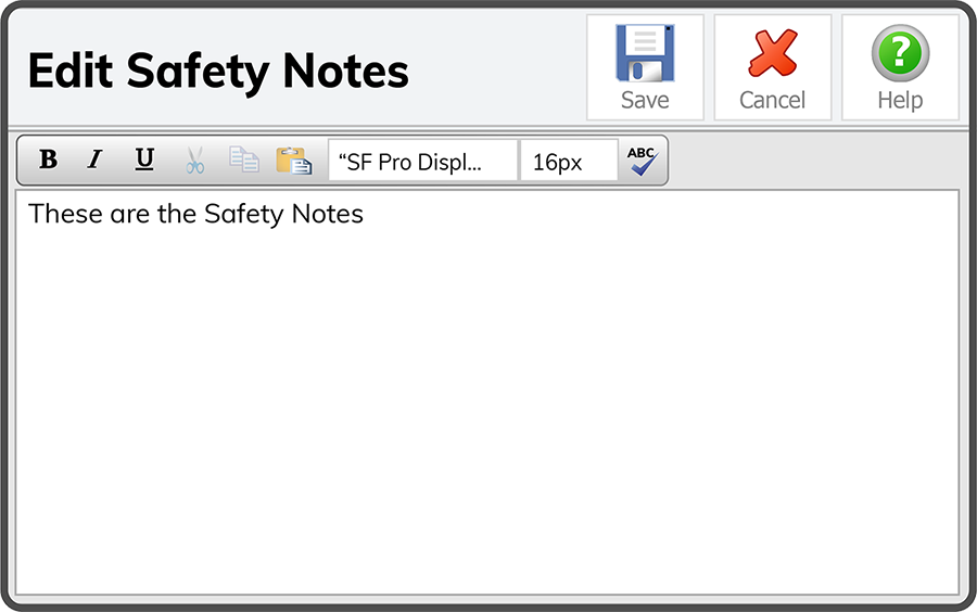 Edit Workorder Safety Notes