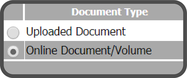 Volume Type - Online Document/Volume
